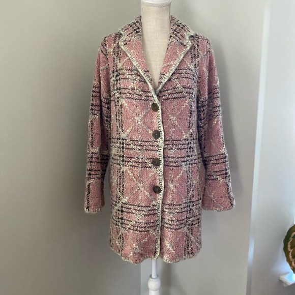 Sigrid Olsen | Jackets & Coats | Sigrid Olsen Sport Pink Plaid Sweater ...
